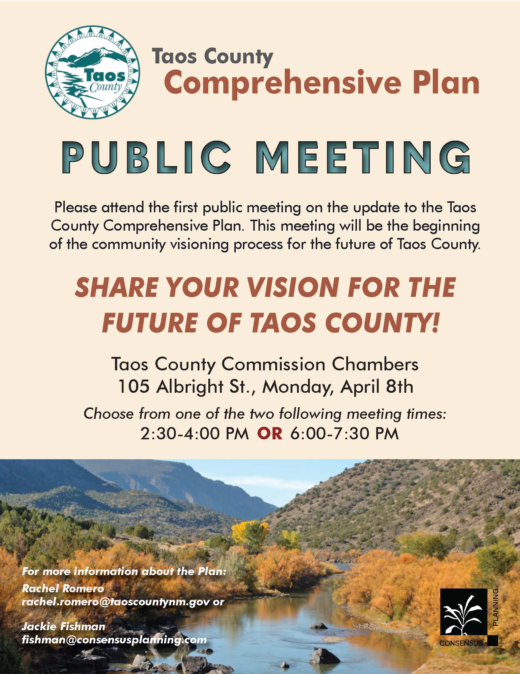Public Meeting – April 8 – Taos County Comprehensive Plan